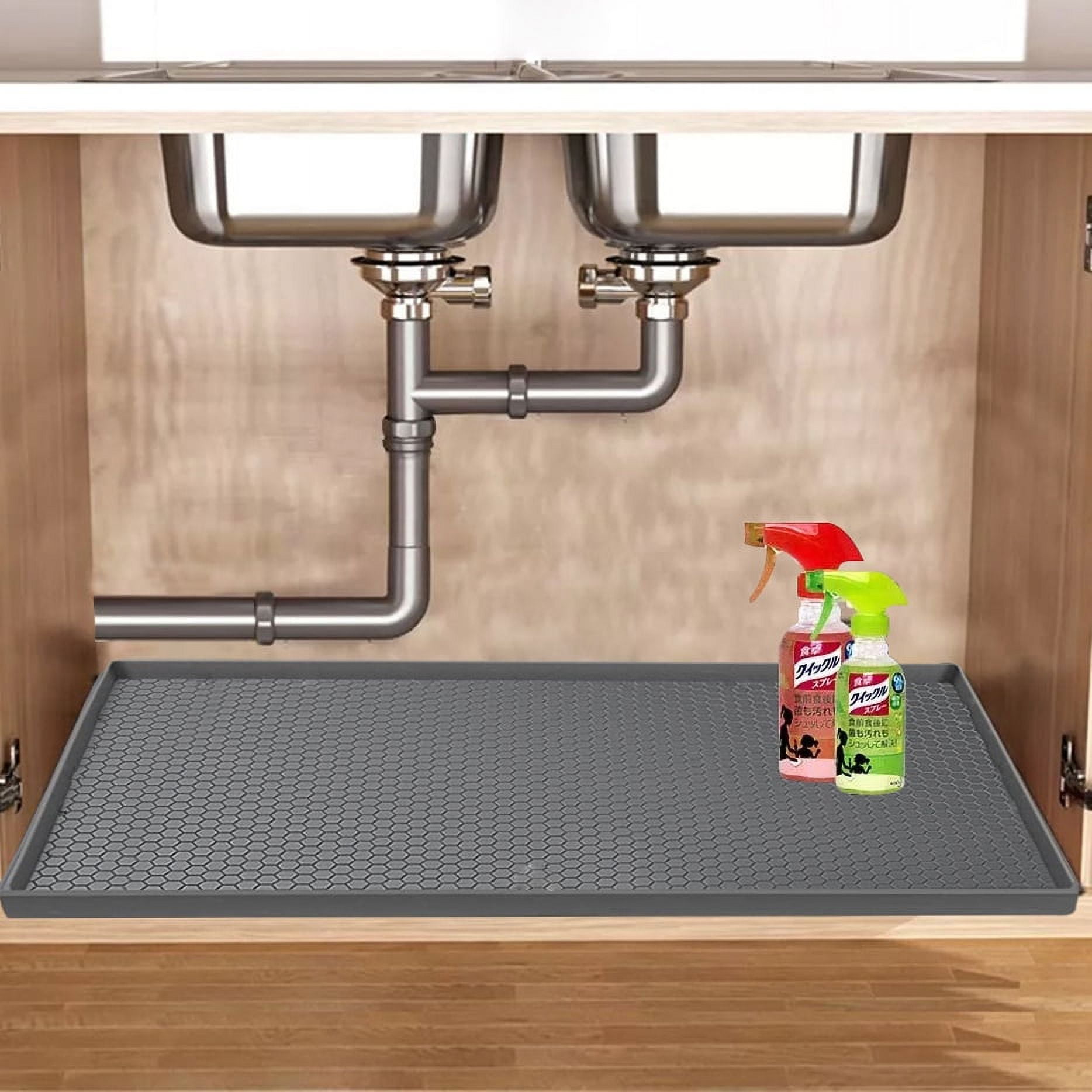Under Sink Mat, 34'' x 22'' Waterproof Silicone Liner Cabinet Protector ...