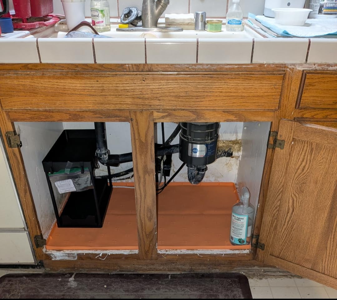 Under Sink Mat for Cabinet, Upgraded Silicone Waterproof Kitchen ...