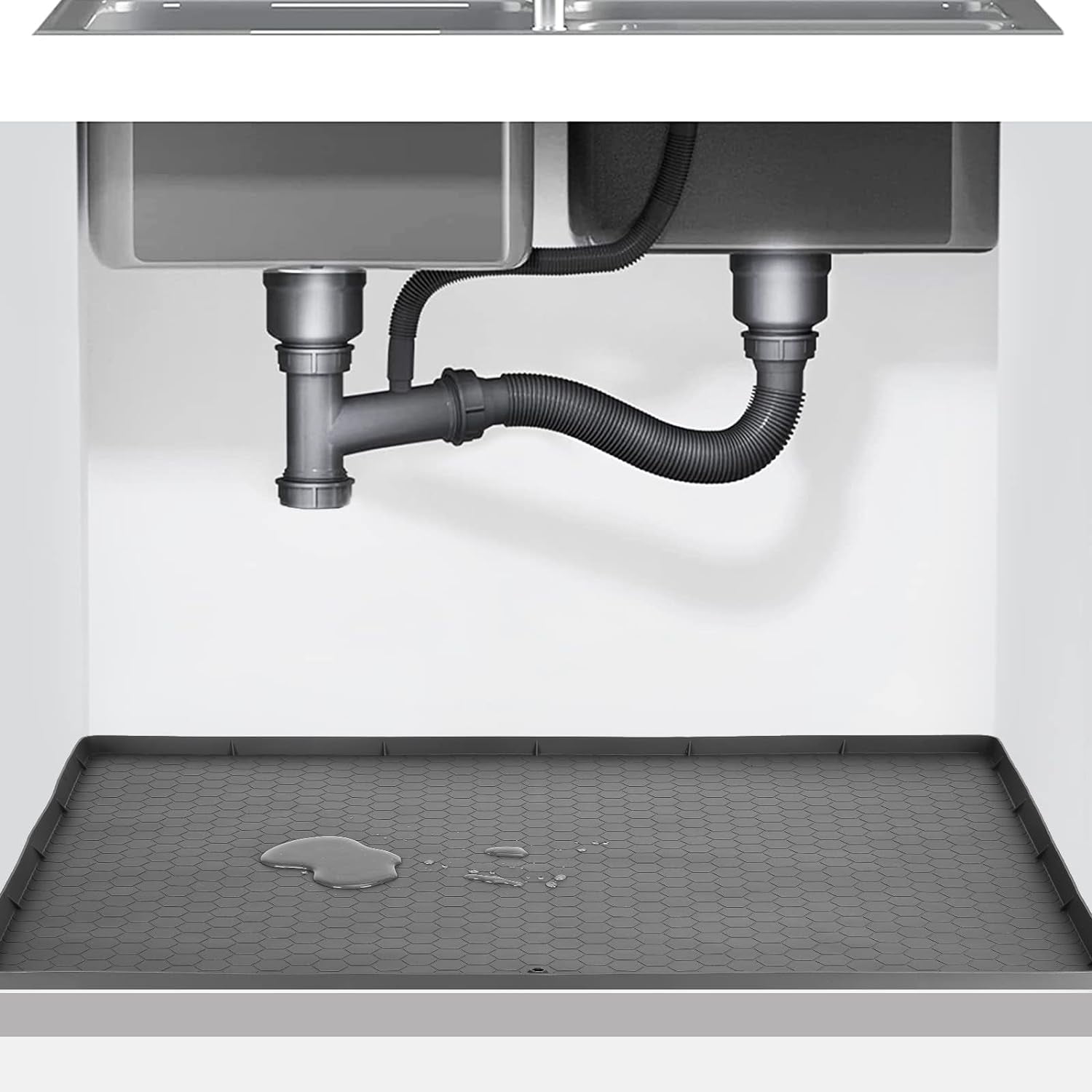 "NUNET 28"" x 22"" Under Sink Tray Waterproof, Flexible Silicone Drip ...
