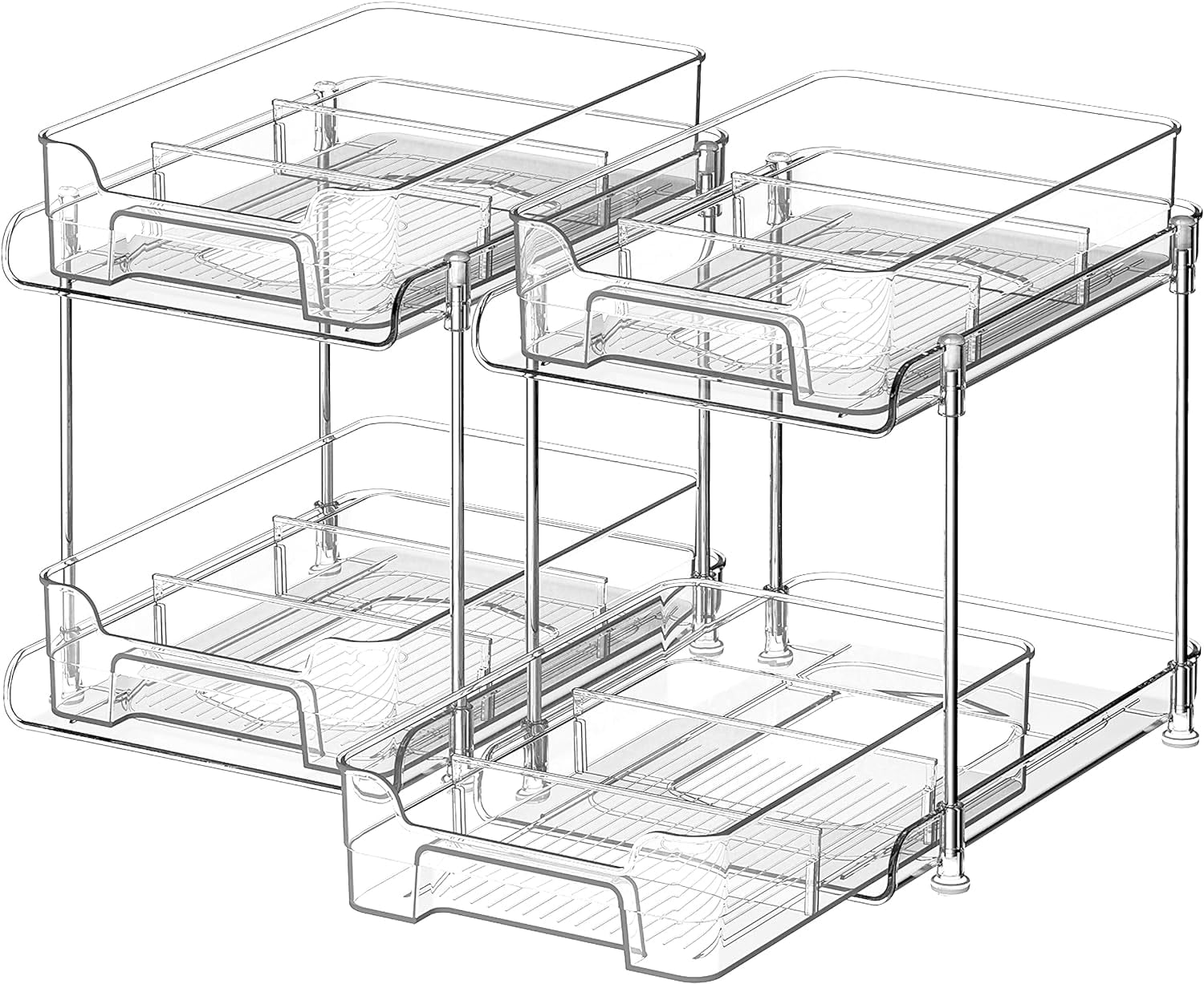 Under Sink Organizer 2 Pack,bathroom Cabinet Organizer,2 Tier Sliding