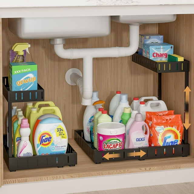 Under Sink Organizer, 2 Tier Expandable Under Cabinet Organizer ...