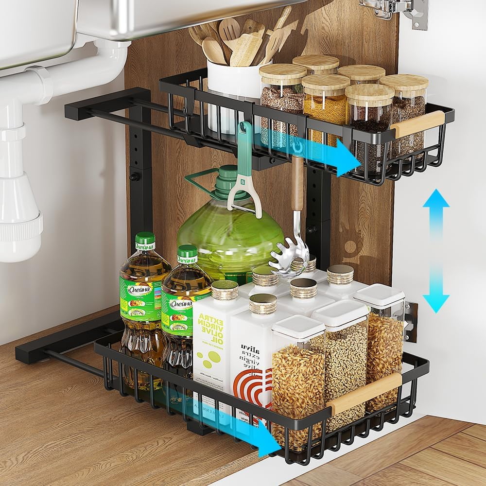 Under Sink Organizer, 2 Tier Under Sink Organizers and Storage, Metal ...