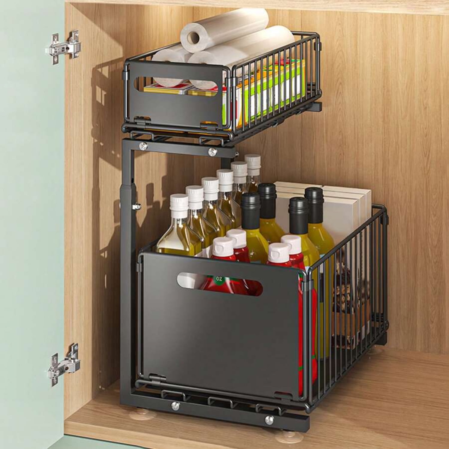 Under Sink Organizer, Pull Out Cabinet Organizer 2 Tier Slide Out Sink ...