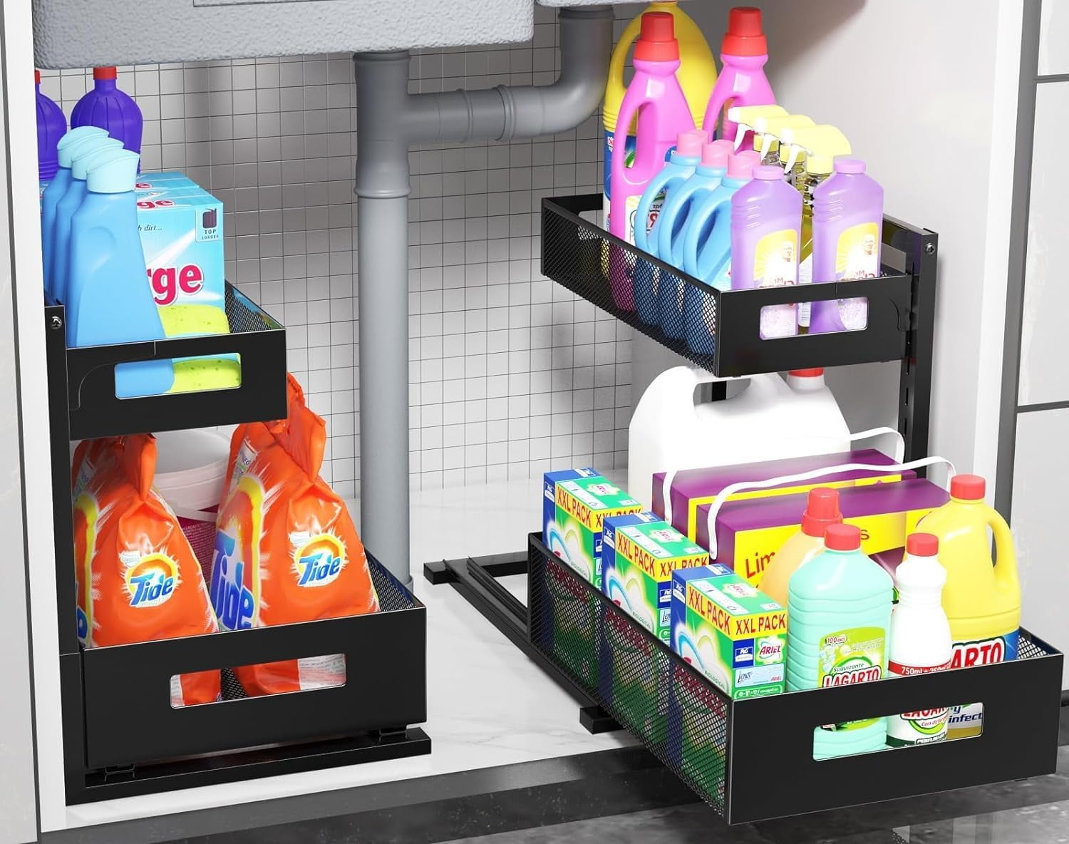 Under Sink Organizers and Storage 2 Pack Pull Out Cabinet Organizer ...