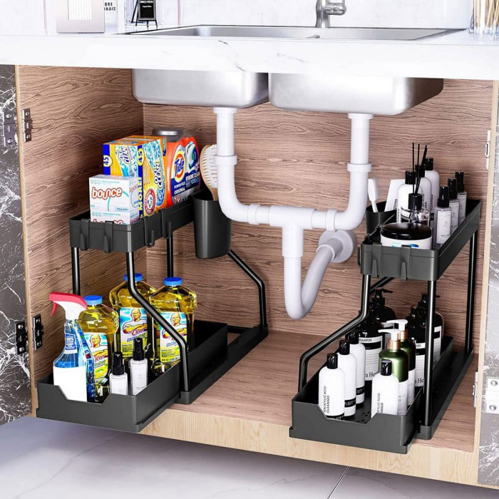 Under Sink Organizers and Storage, 2 Pack Large Capacity Heavy Load ...