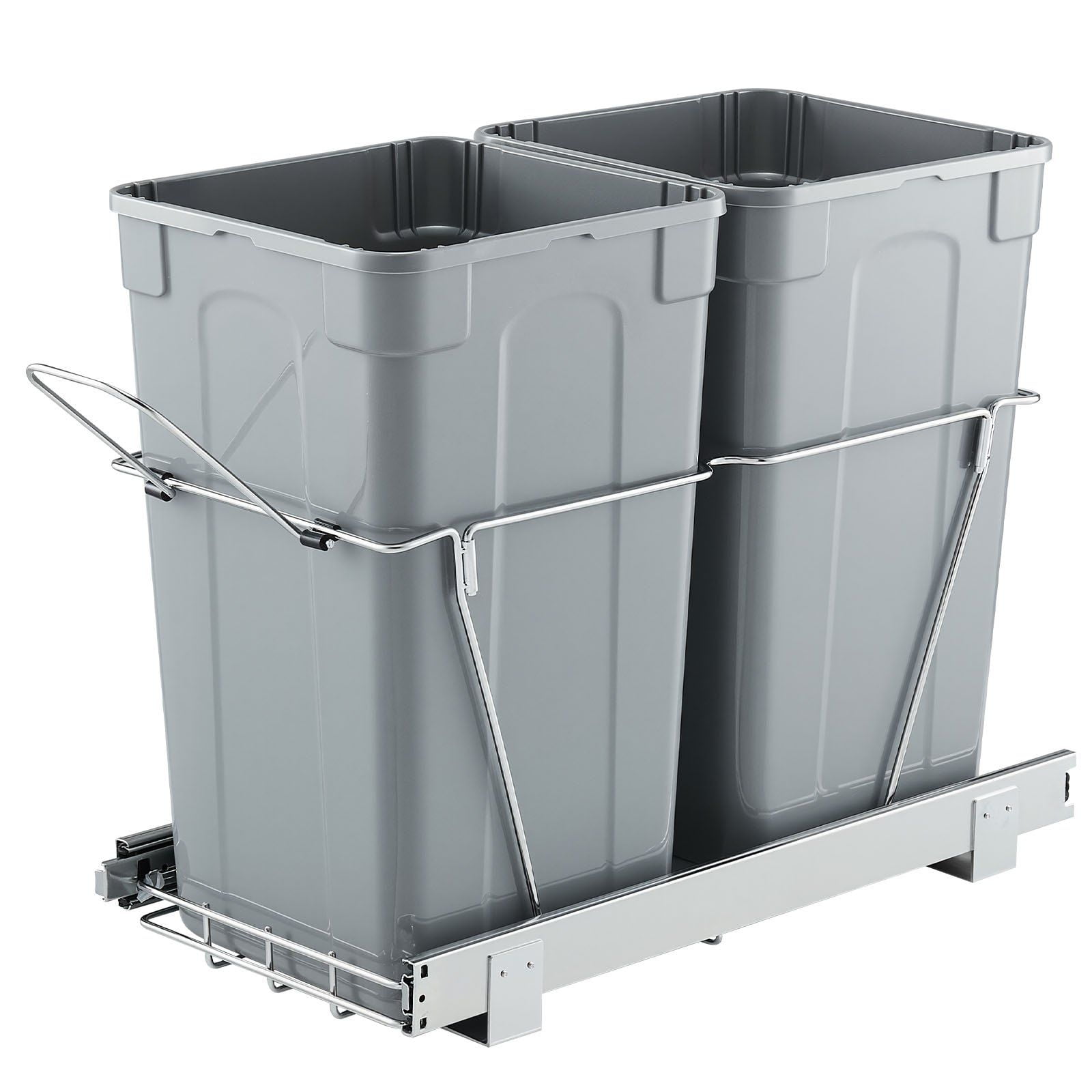 Under Sink Pullout Trash Can, 27QT Dual Bin Kitchen Cabinet Waste ...