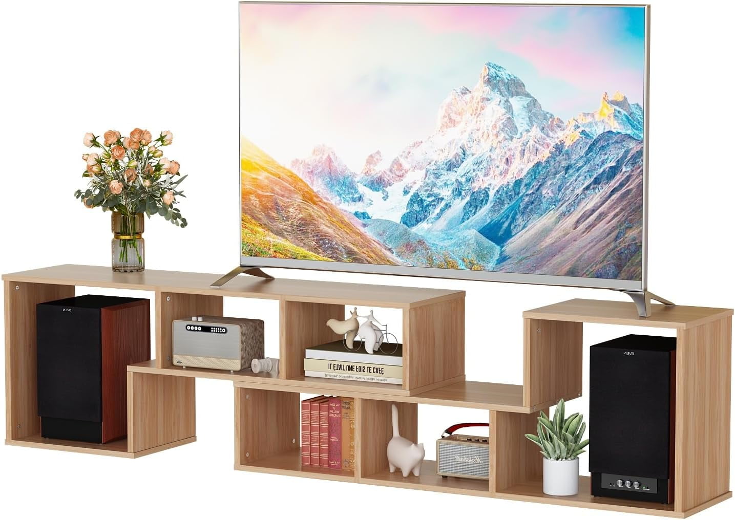 Under TV Stand, 2 Piece Cube Bookshelf Free Combination TV Console ...