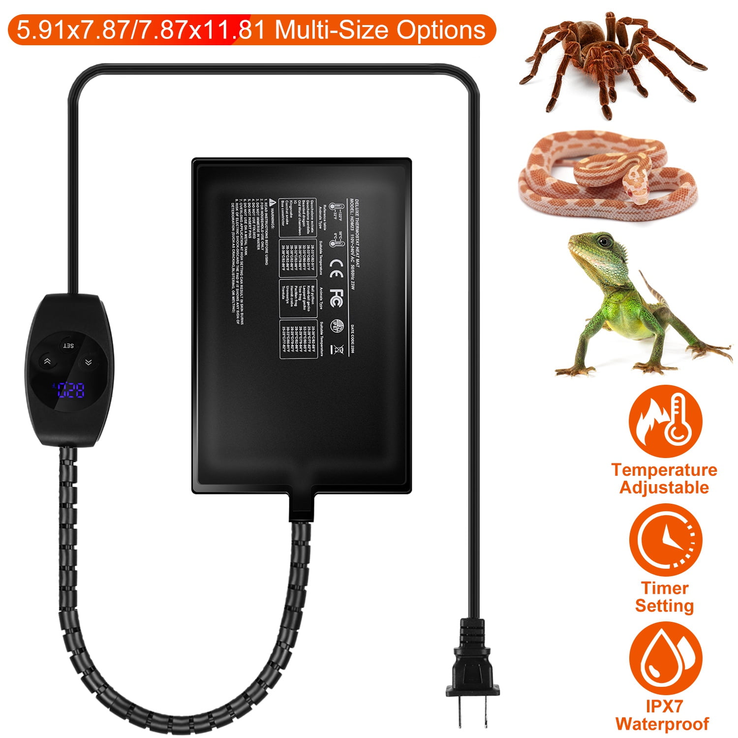 Reptile Heating Pad, Digital Thermostat Under Tank Heater Terrarium ...