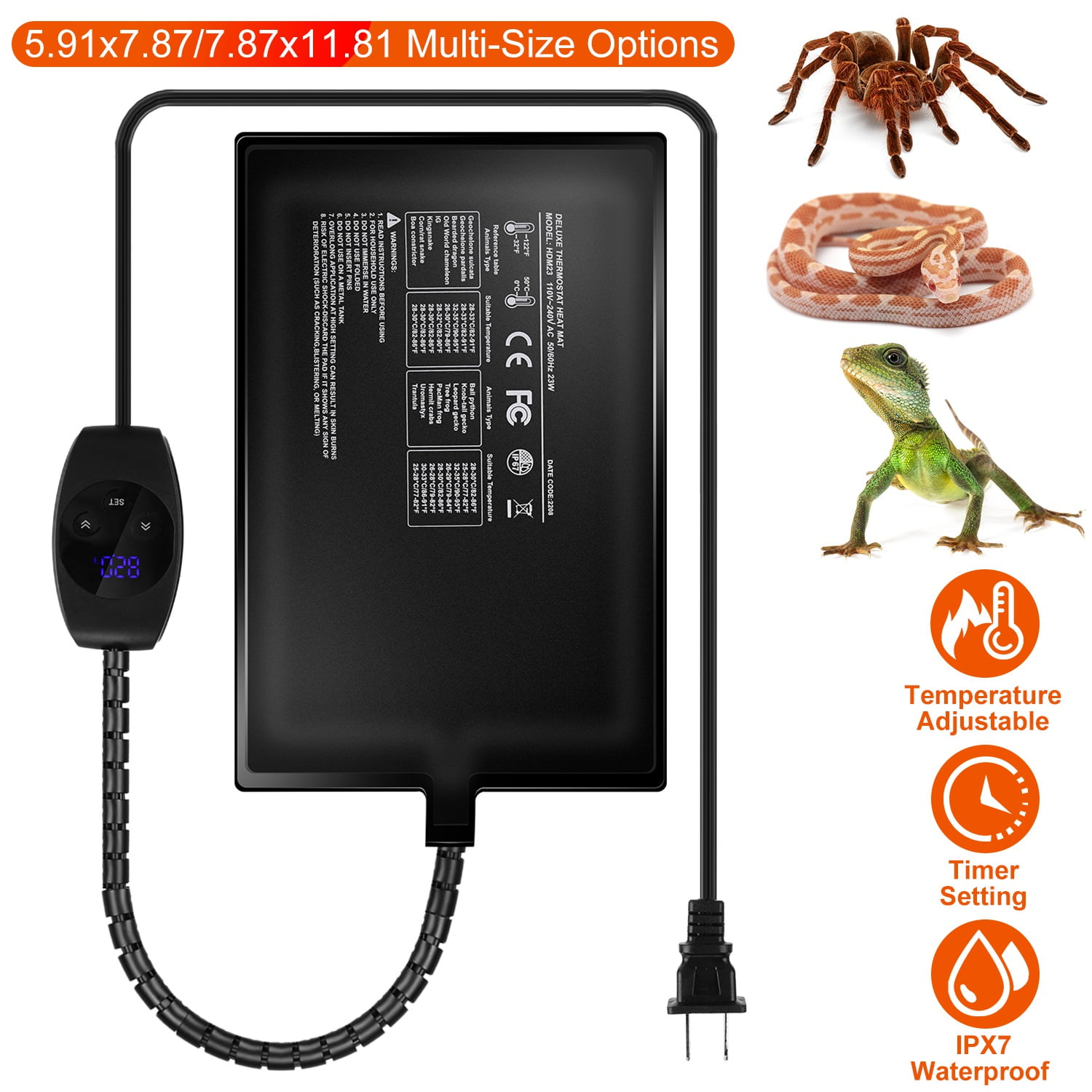 Reptile Heating Pad, Digital Thermostat Under Tank Heater Terrarium ...