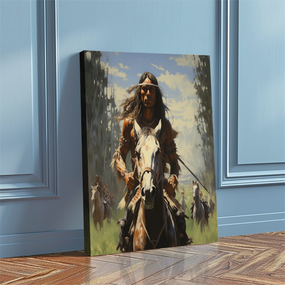 Under The Impressionist Painting Style, Native Americans Rode on The ...
