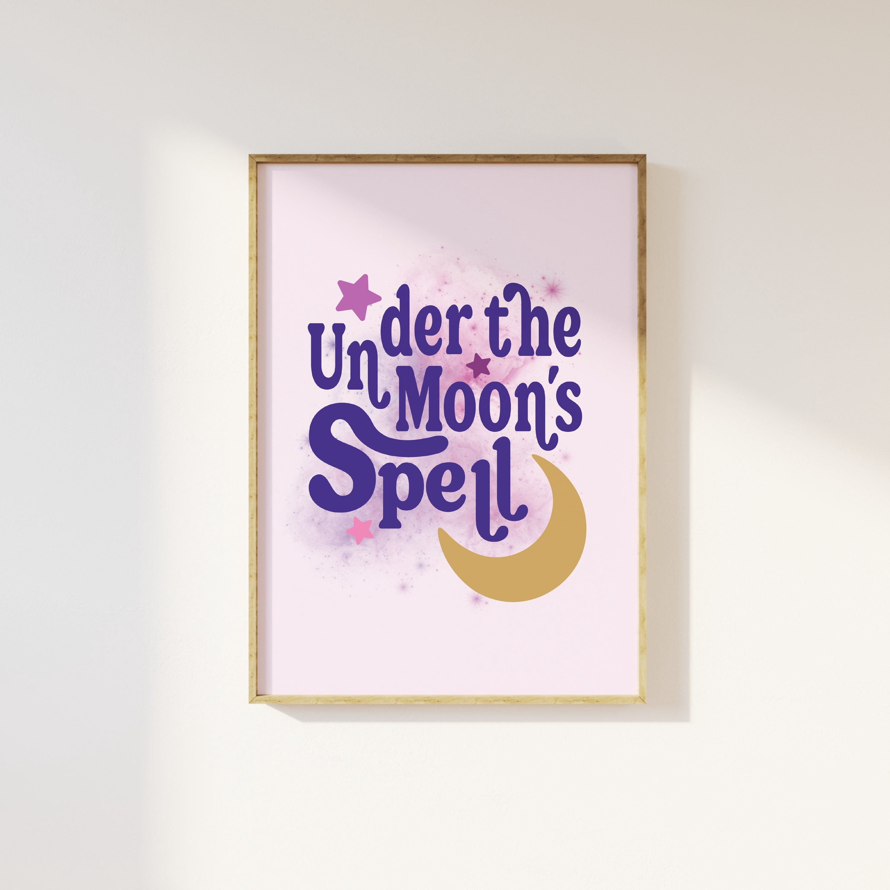 Under The Moon'S Spell Mystical Typography Print Celestial Moon Stars ...