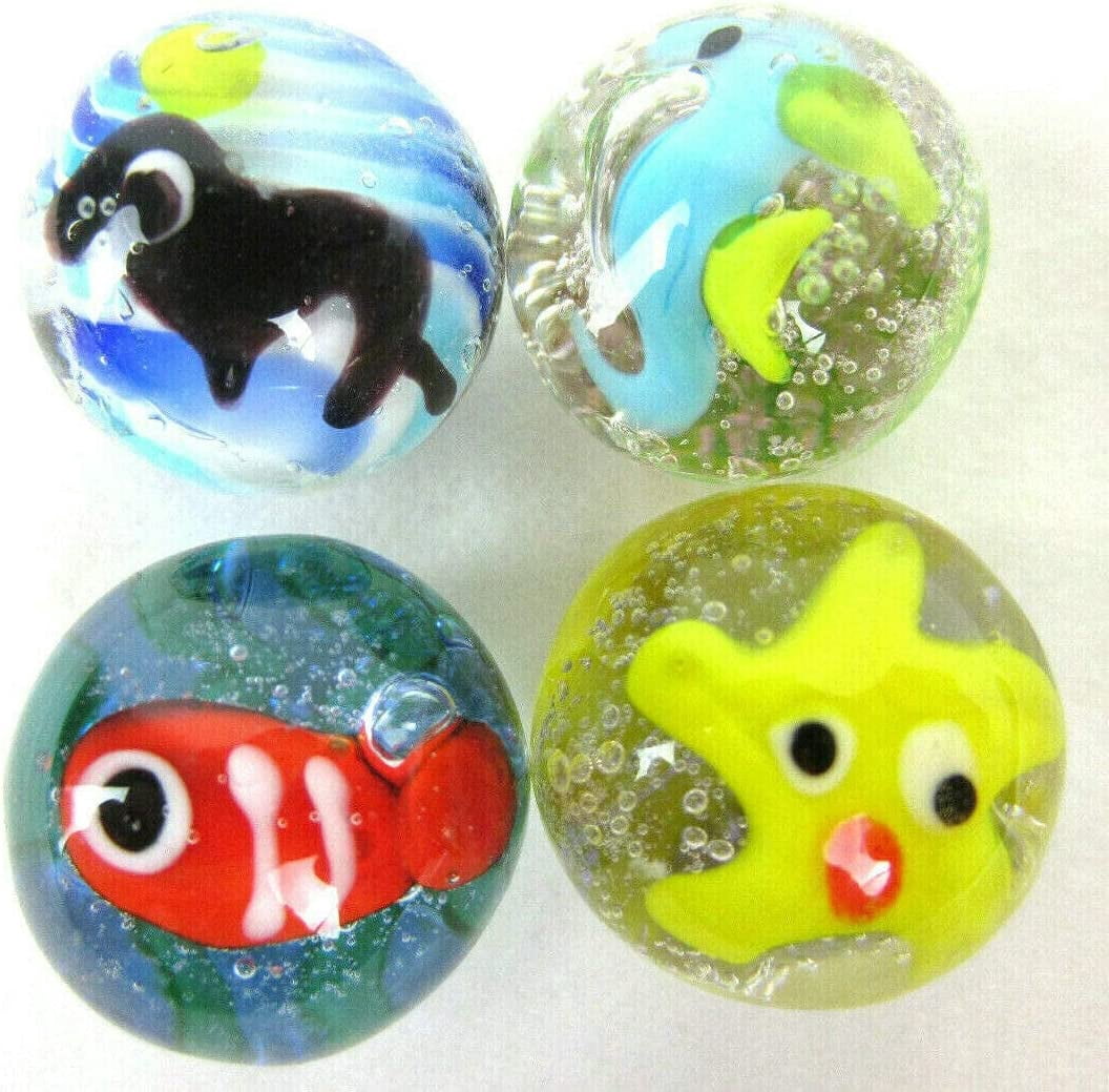 Under The SEA Marble Seal, Fish, Starfish, Seahorse 16mm Handmade Art ...