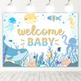 Under The Sea Baby Shower Backdrop Blue Welcome Baby Background Ocean ...