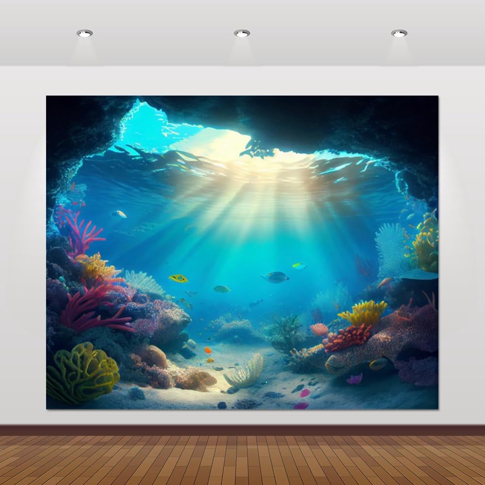 Under The Sea Backdrop 1Seabed Underwater World Ocean Coral Fish Deep ...