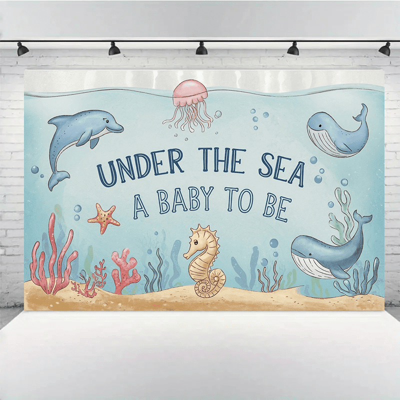 Under The Sea Backdrop Ocean Creatures Shower Decor Marine Life Photo ...