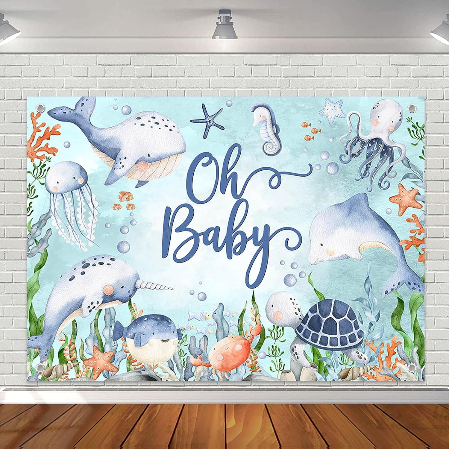 Under The Sea Backdrop for Baby Shower Oh Baby Ocean Baby Shower ...