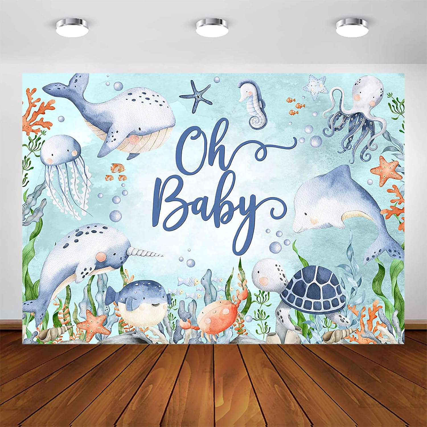 Under The Sea Backdrop for Baby Shower Oh Baby Ocean Baby Shower ...