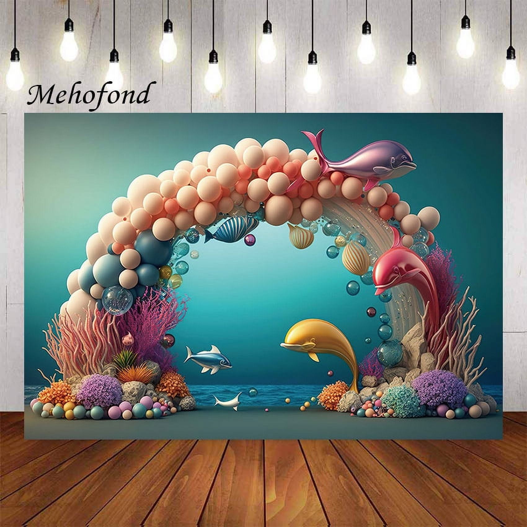 Under The Sea Balloon Dolphin Kid Birthday Party Cake Smash Portrait r ...