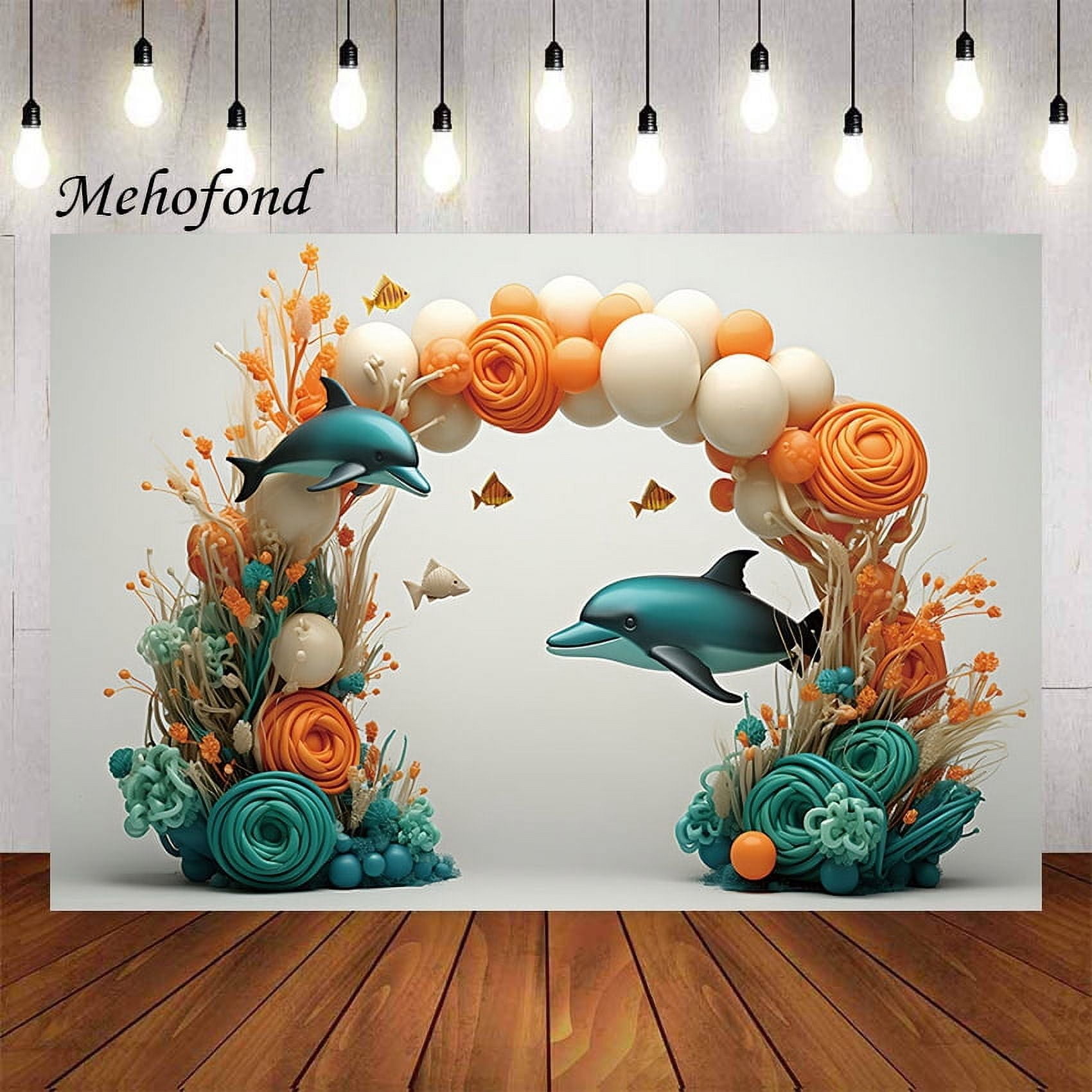 Under The Sea Balloon Dolphin Kid Birthday Party Cake Smash Portrait r ...