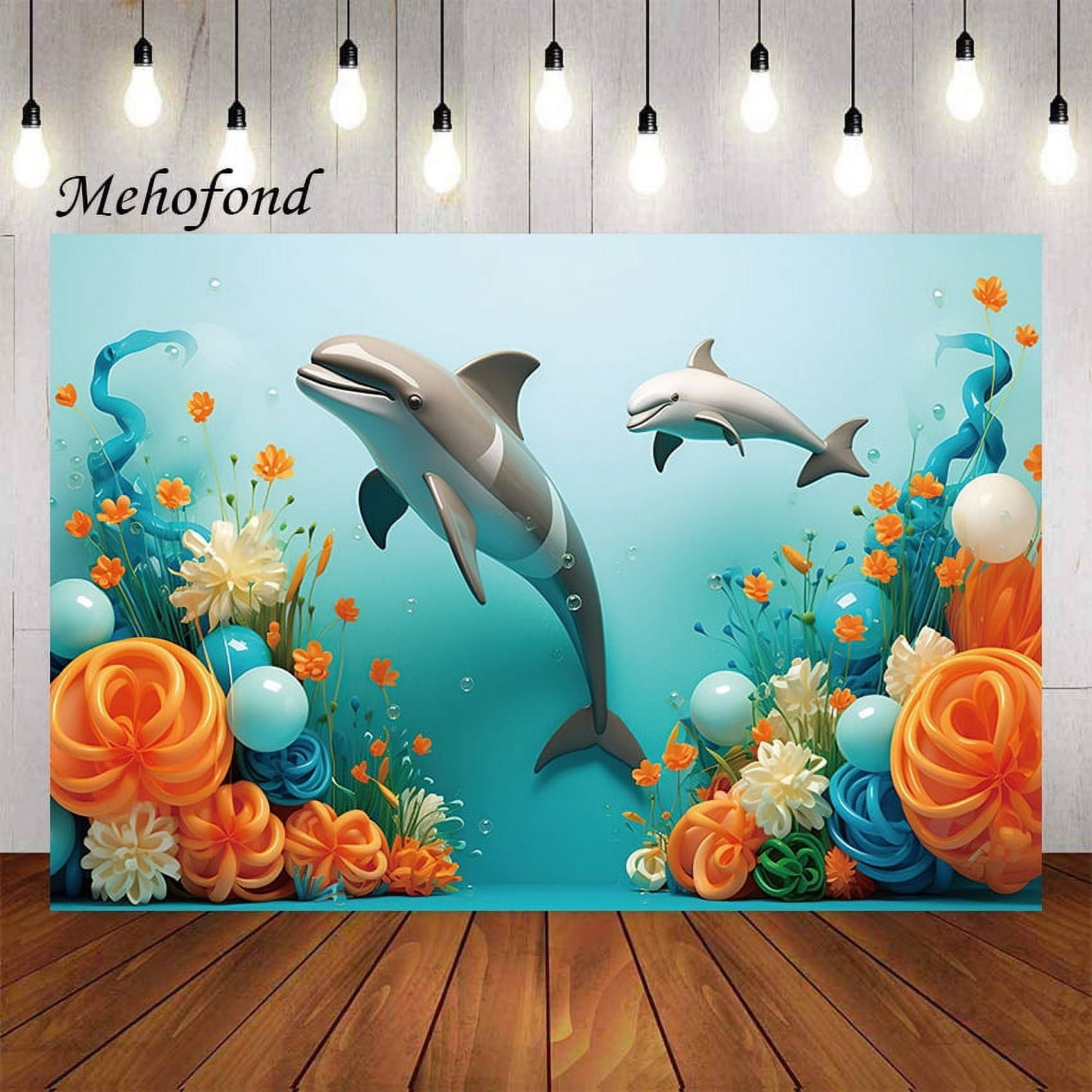 Under The Sea Balloon Dolphin Kid Birthday Party Cake Smash Portrait r ...