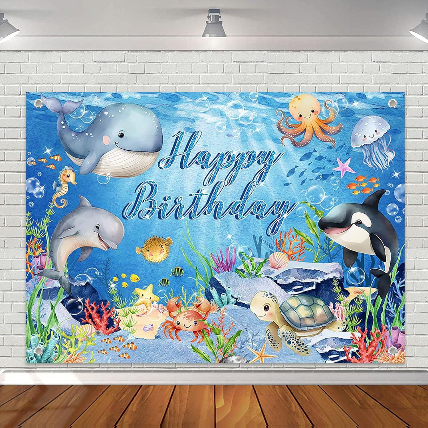 Under The Sea Birthday Backdrop Ocean Animal Happy Birthday Party ...