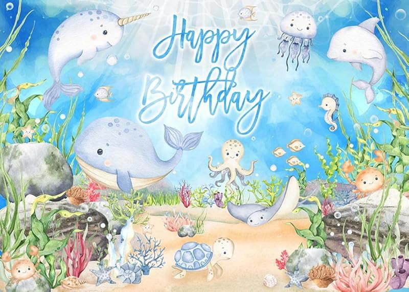 Under The Sea Birthday Blue Ocean Sea Birthday Party Banner Decorations ...
