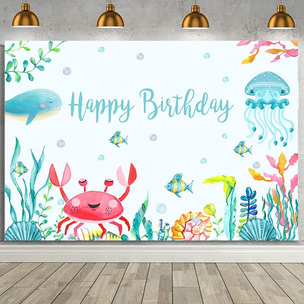 Under The Sea Birthday Party Backdrop Ocean Animals Themed Princess ...