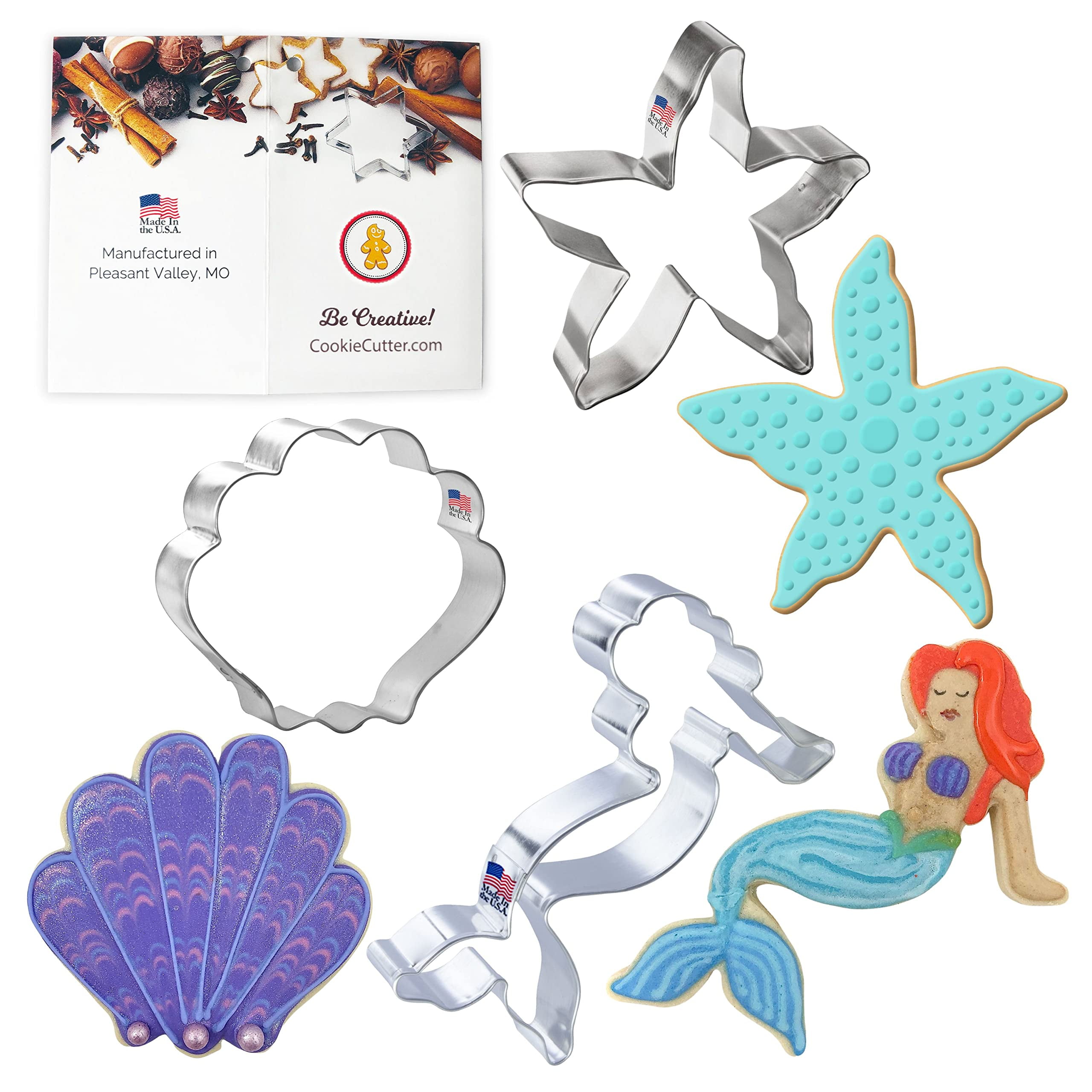 Under The Sea Cookie Cutter Set - 3 Pieces - 3.5 in Seashell, 4 in ...