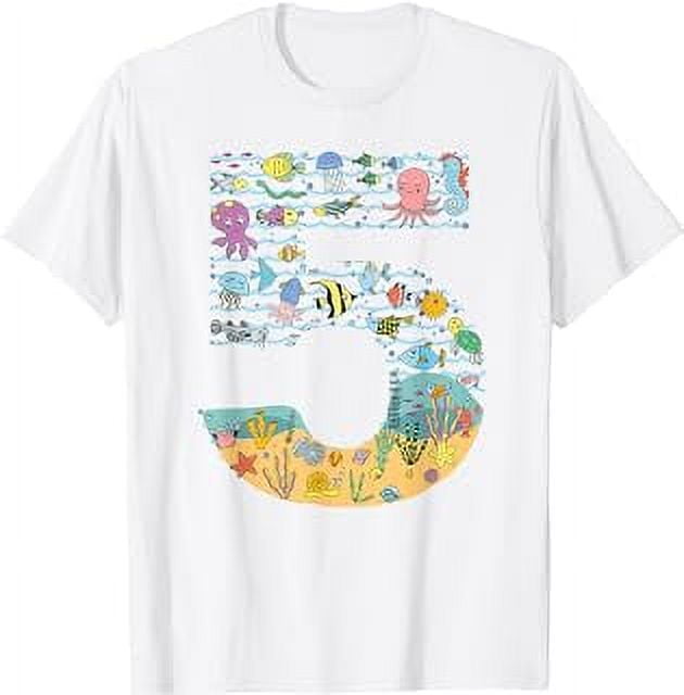 Under The Sea Fish Starfish Fifth Birthday number 5 T-shirt - Walmart.com