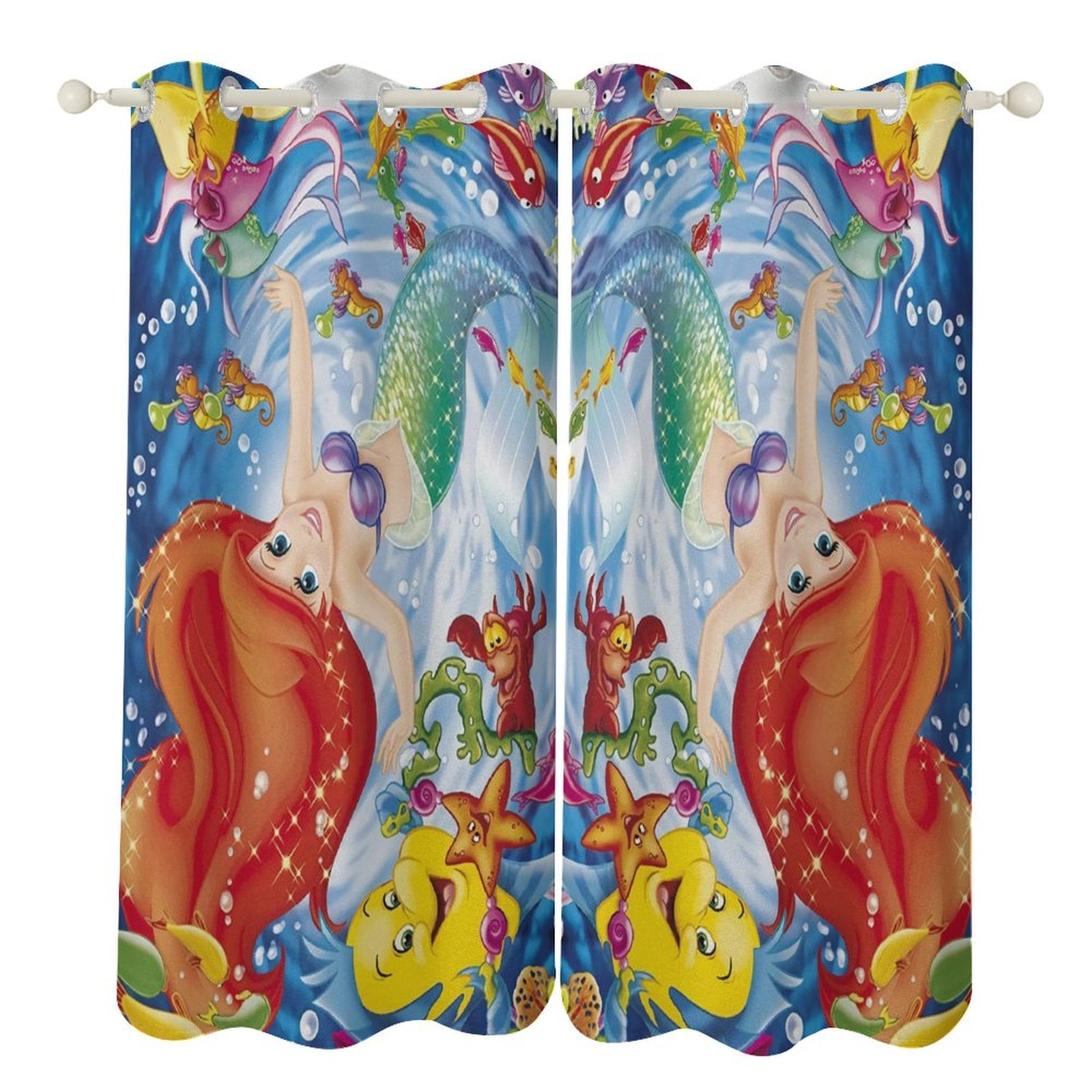 Under The Sea Mermaid Ariel Flounder Curtains,Blackout Curtains for ...