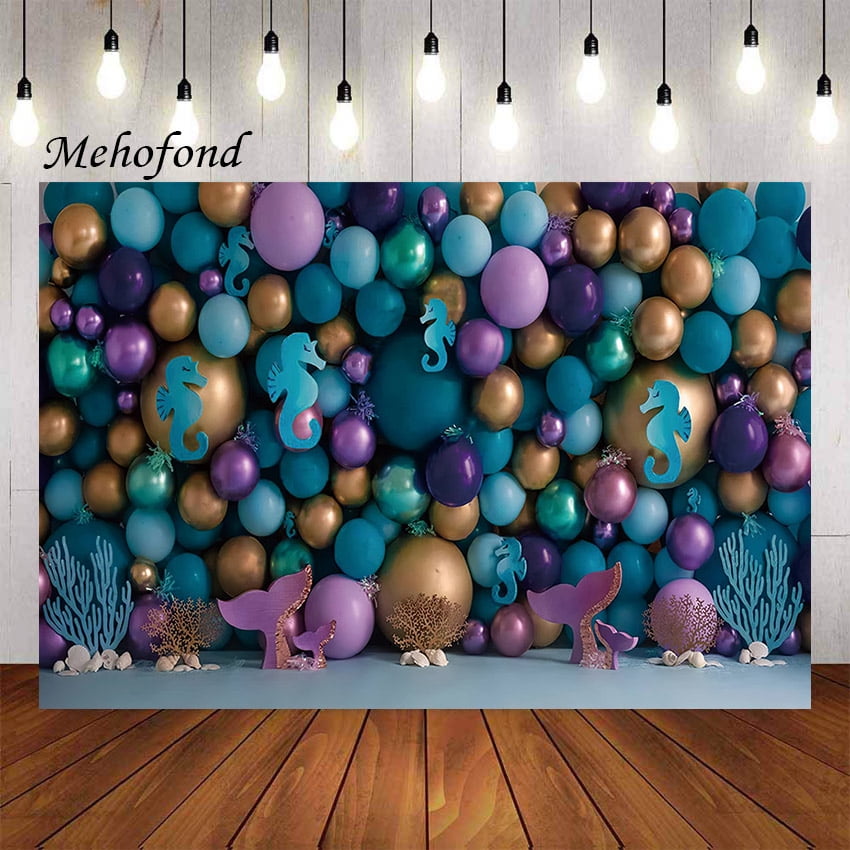 Under The Sea Mermaid Purple Blue Balloons Princess Birthday Party r ...