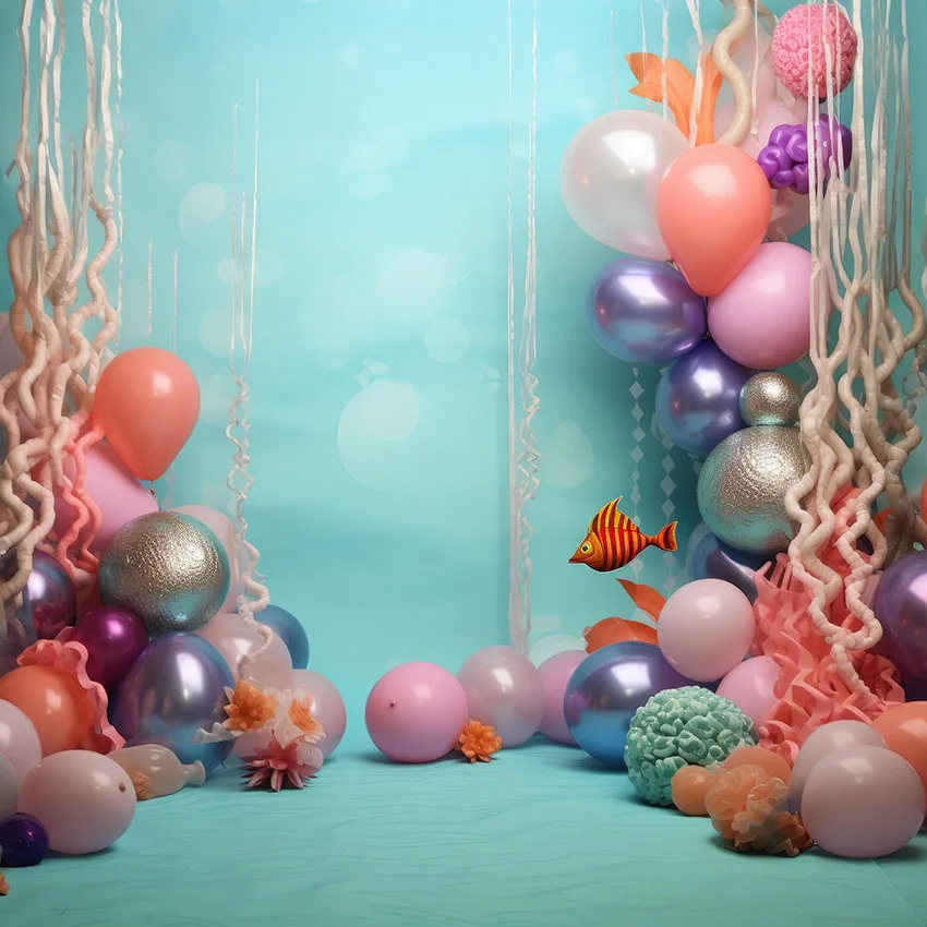 Under The Sea Mermaid Shell Kids Birthday Party Cake Smash Portrait r ...