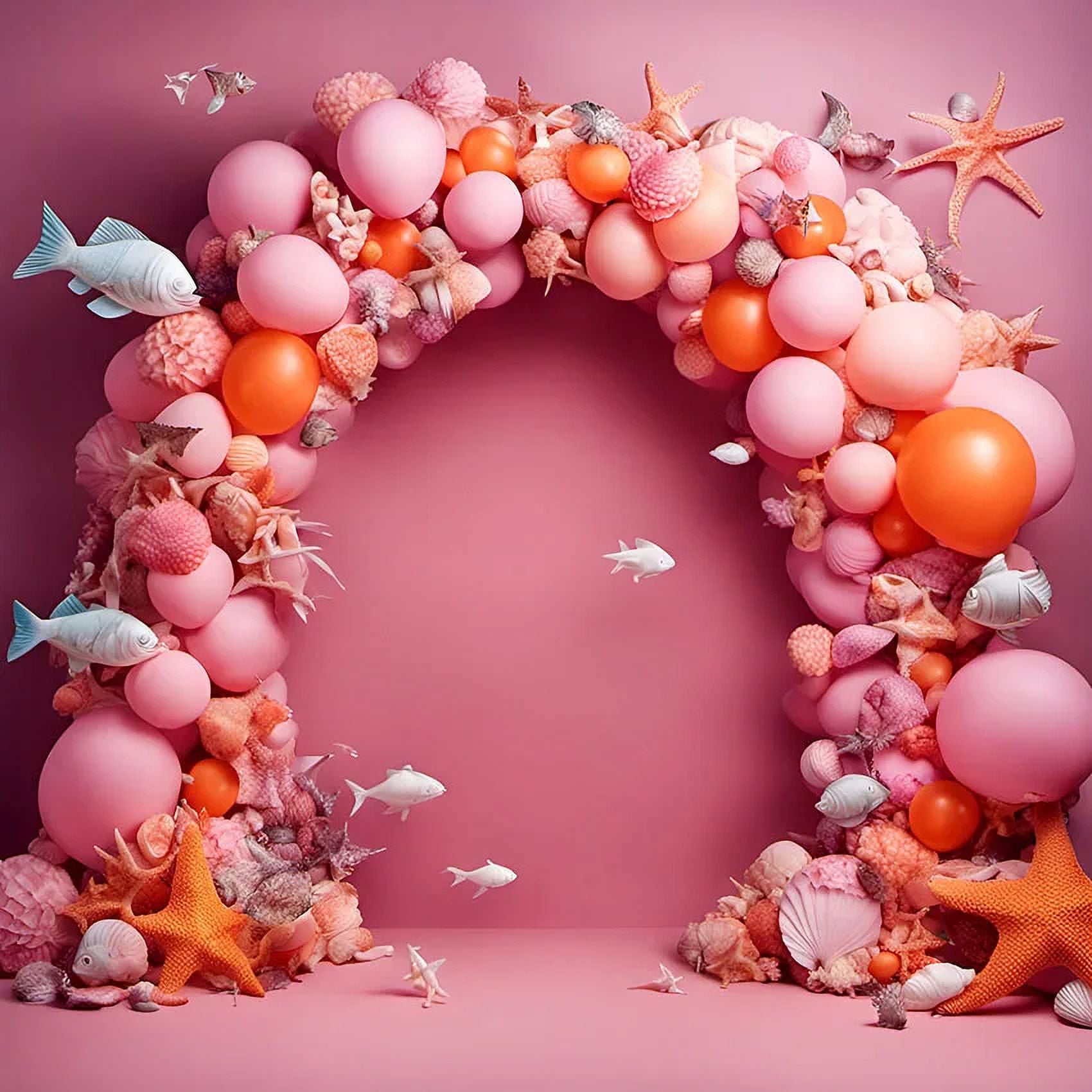 Under The Sea Mermaid Shell Kids Birthday Party Cake Smash Portrait r ...