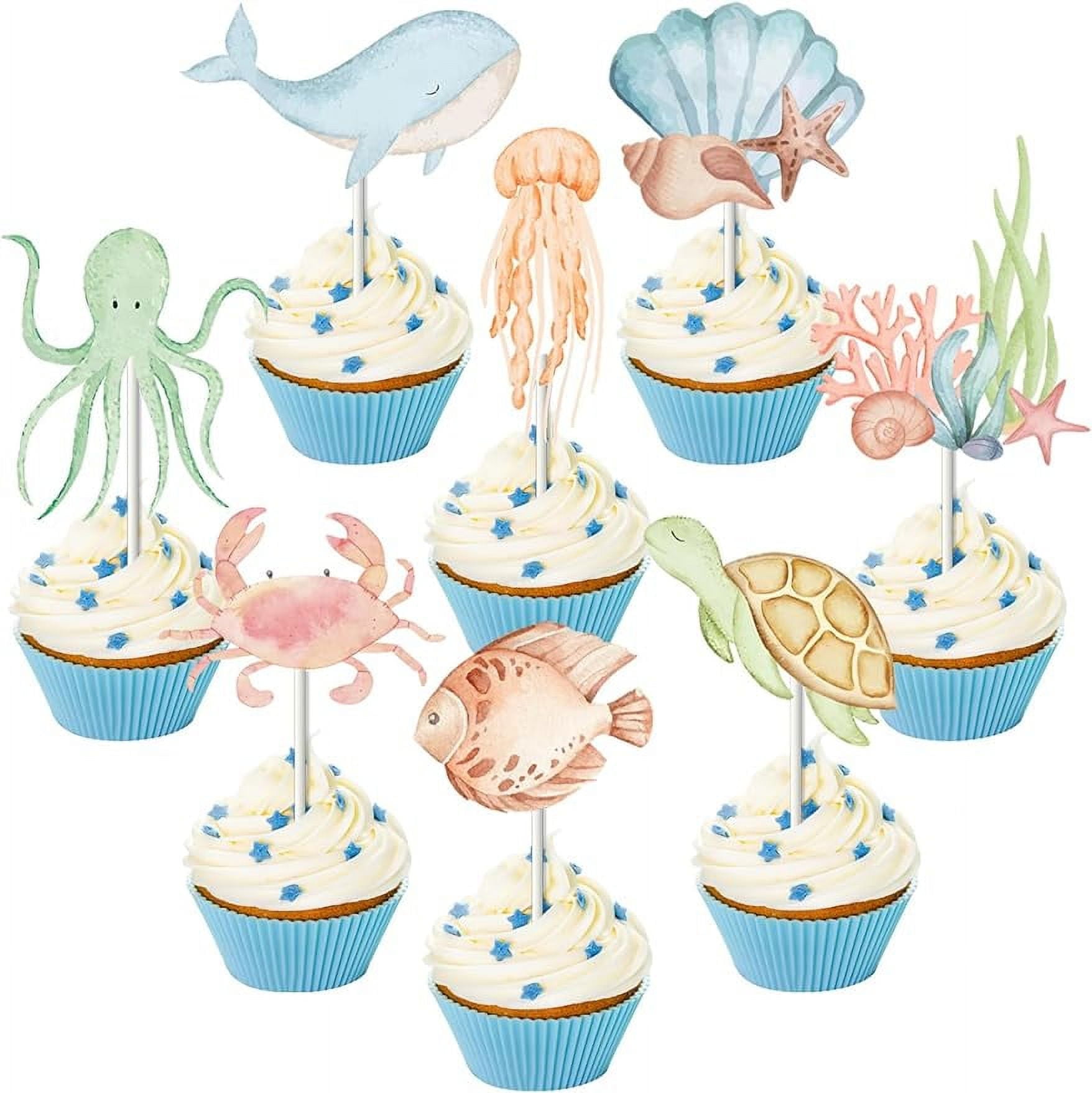 Under The Sea Ocean Animal Whale Turtle Octopus Birthday Cupcake ...