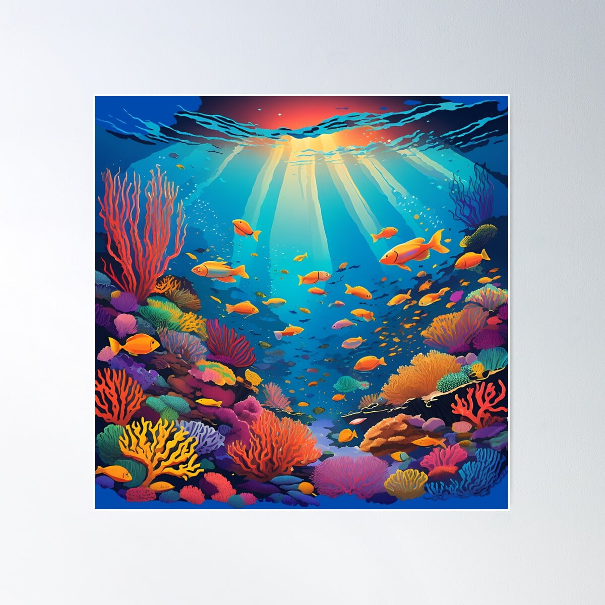 Under The Sea Surface Poster Wall Art, Modern Wall Decor For Living ...