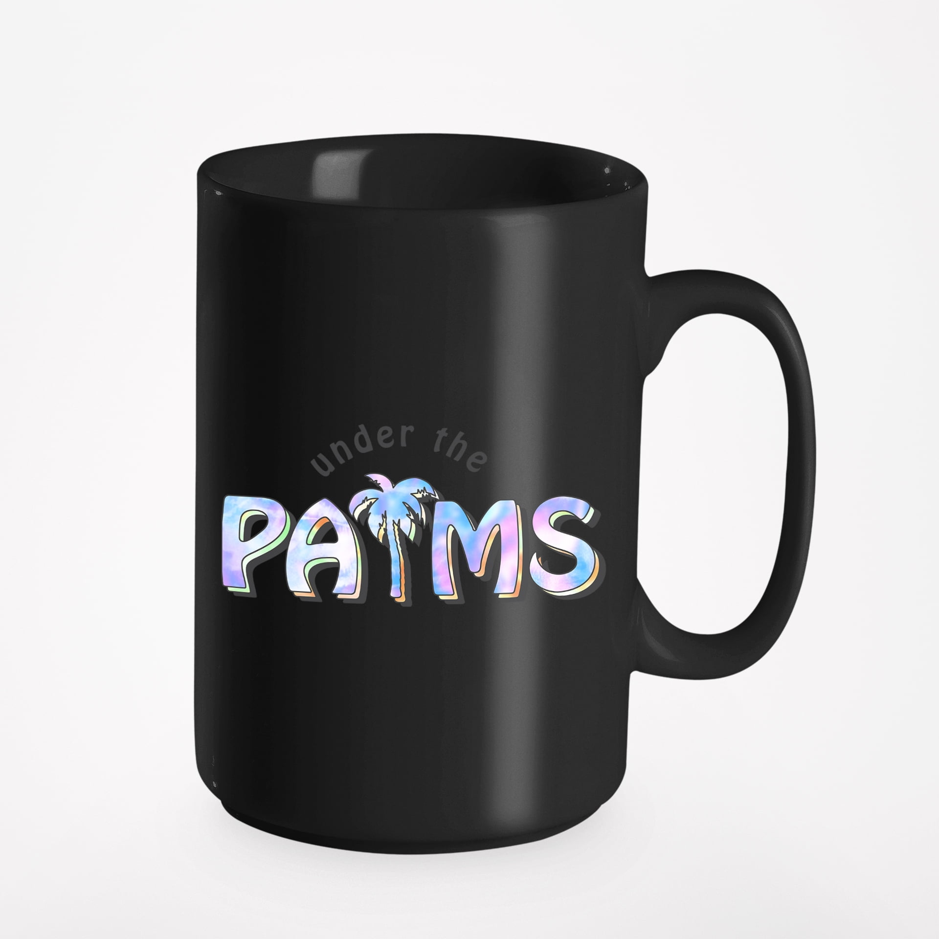 Under the Palms, Palm Tree & Summer Tie Dye Art Merch Gift, Black 15oz ...