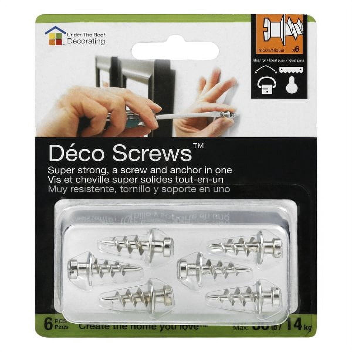 Under the Roof Decorating 3-100141 Deco Screw Nickel Sampler Pack ...
