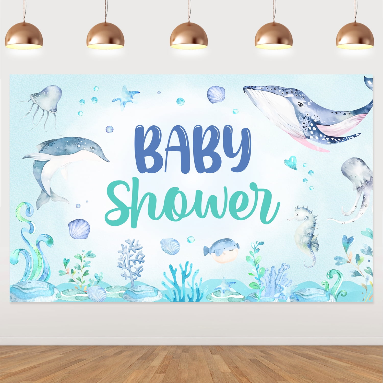 Under the Sea Baby Shower Backdrop Decorations for Boy, Ocean Theme ...