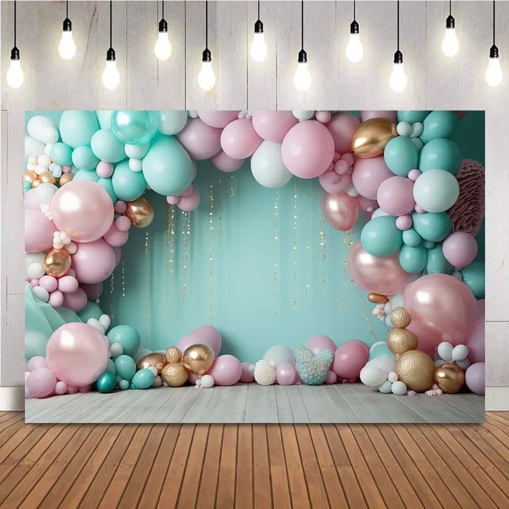 Under the Sea Backdrop Colorful Balloons Mermaid Birthday Cake Smash ...