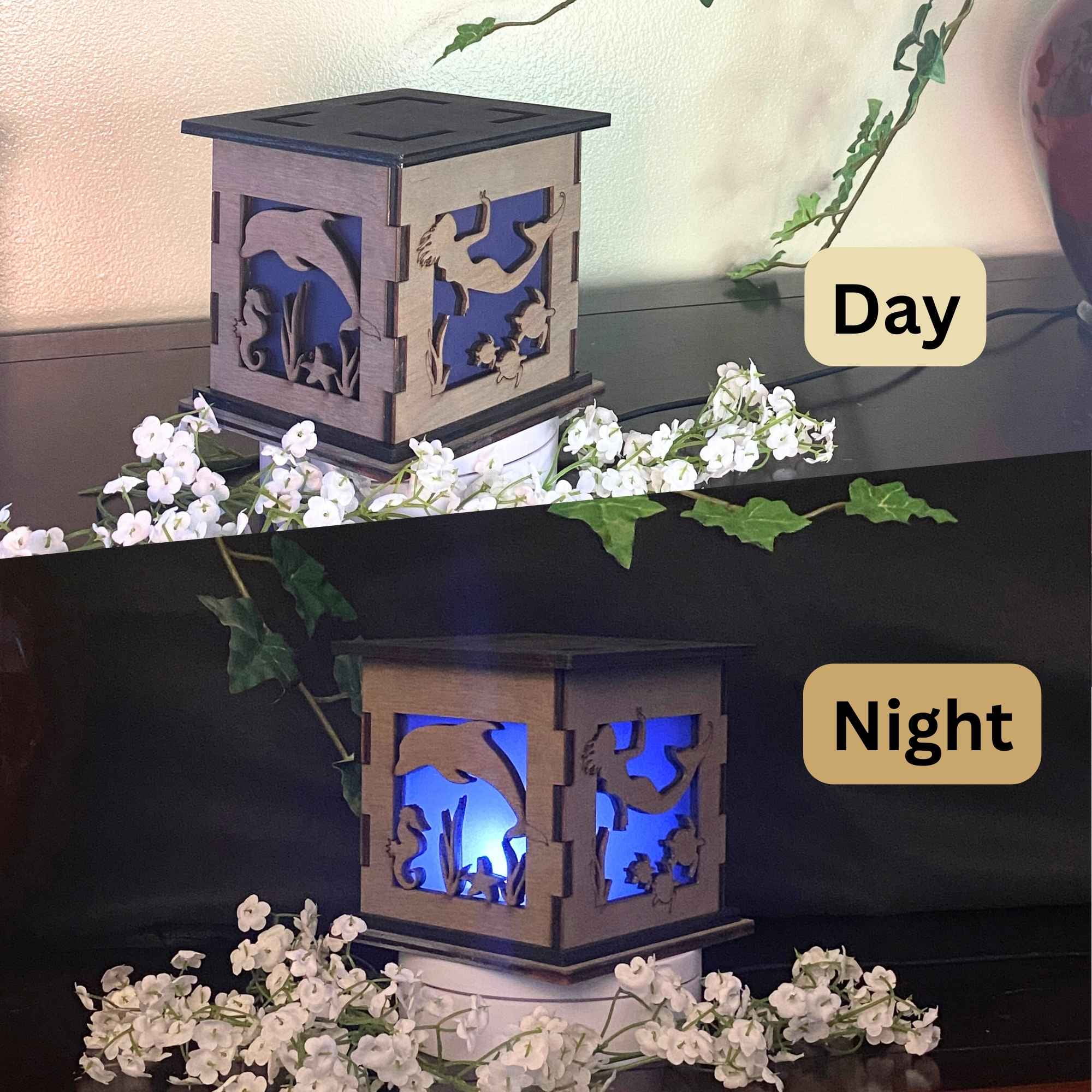 Under the Sea Light Box | Beach Shelf Decor | Dolphin-Mermaid Bedside ...