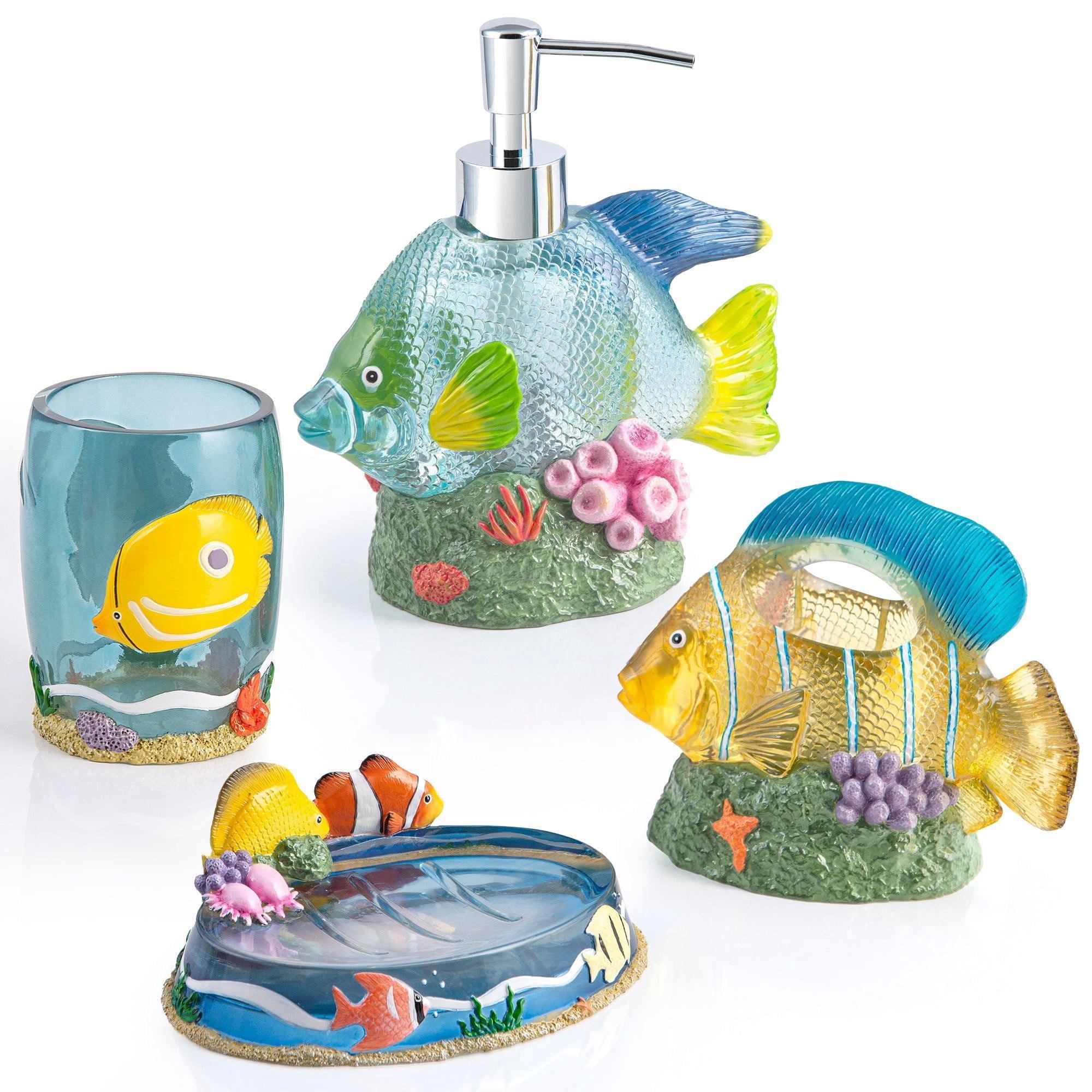 Under the Sea Resin 4-Piece Bathroom Accessory Set - Multicolor ...