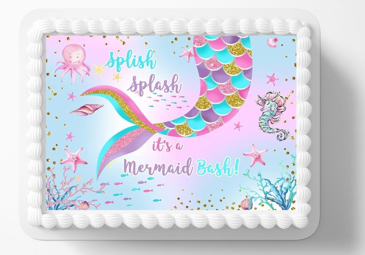 Under the Sea Tails Edible Image Birthday Cake Topper Edible Cake ...