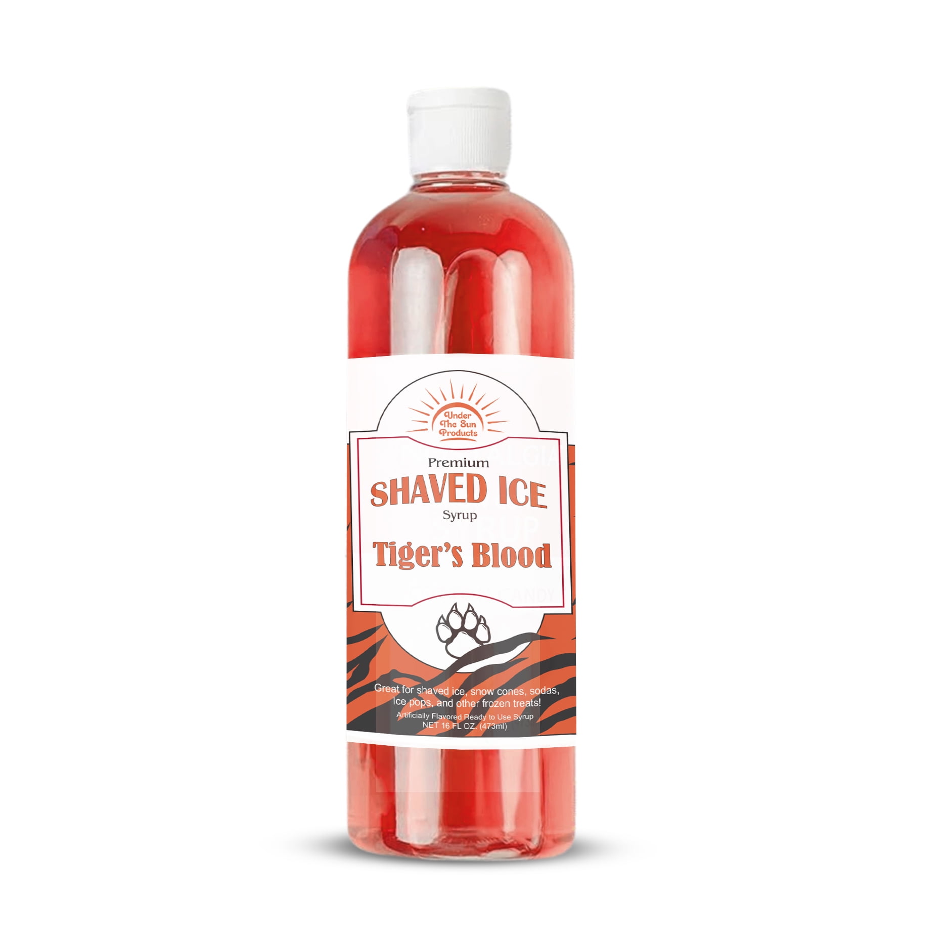 Under the Sun Products Snow Cone Syrup, Tiger's Blood Flavor, 16oz ...