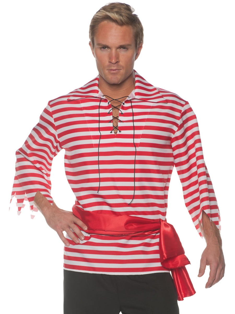 UnderWraps Men's Red And White Striped Pirate Costume Shirt X-Large 48 ...