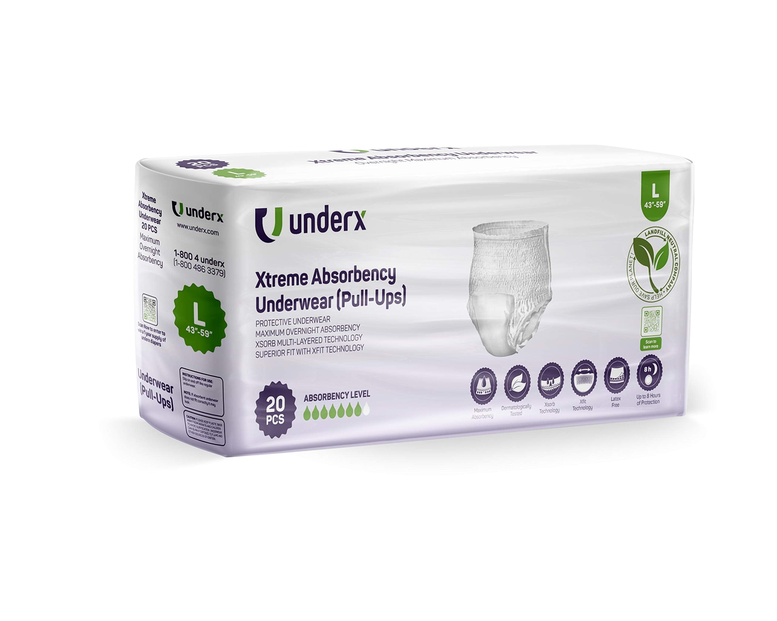 UnderX Adult Incontinence Underwear - Xtreme Absorbency, Unisex, Leak ...