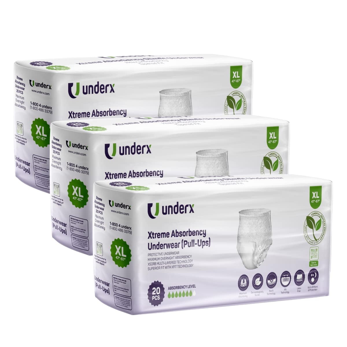 UnderX Adult Incontinence Underwear - Overnight Comfort Xtreme ...