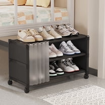 Under Bed Shoe Rack with Wheels Curtains and Multi-Tier Design, Space ...
