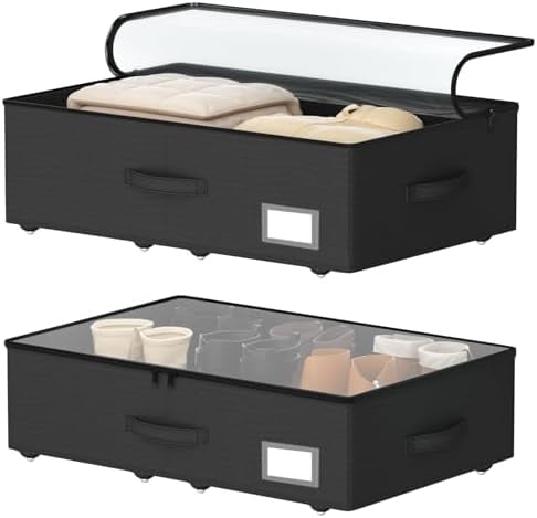 Underbed Storage Bins With Wheels, No Assemble Required 10 inches ...
