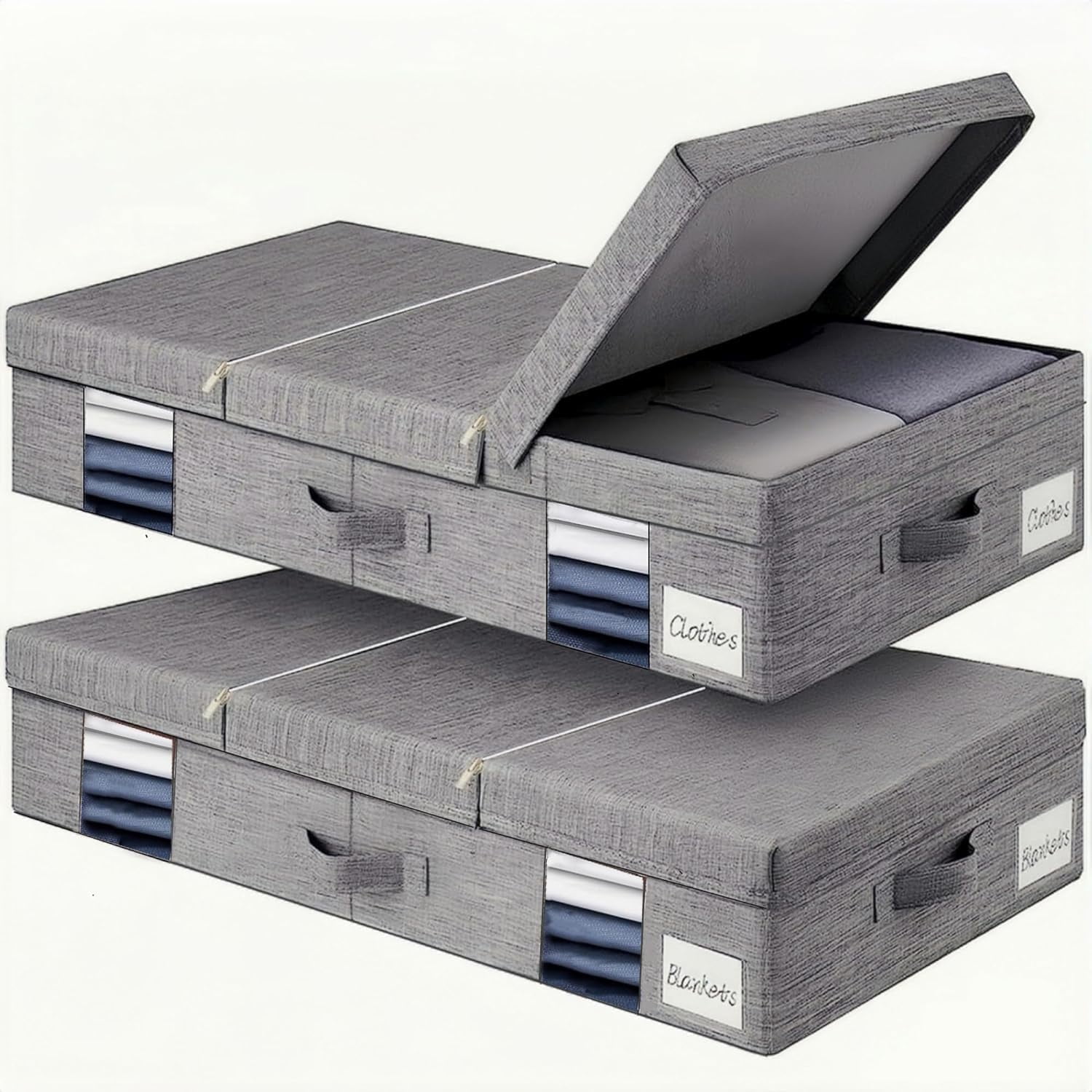 Underbed Storage Containers 2 Pack, Large Under Bed Storage Bins with ...