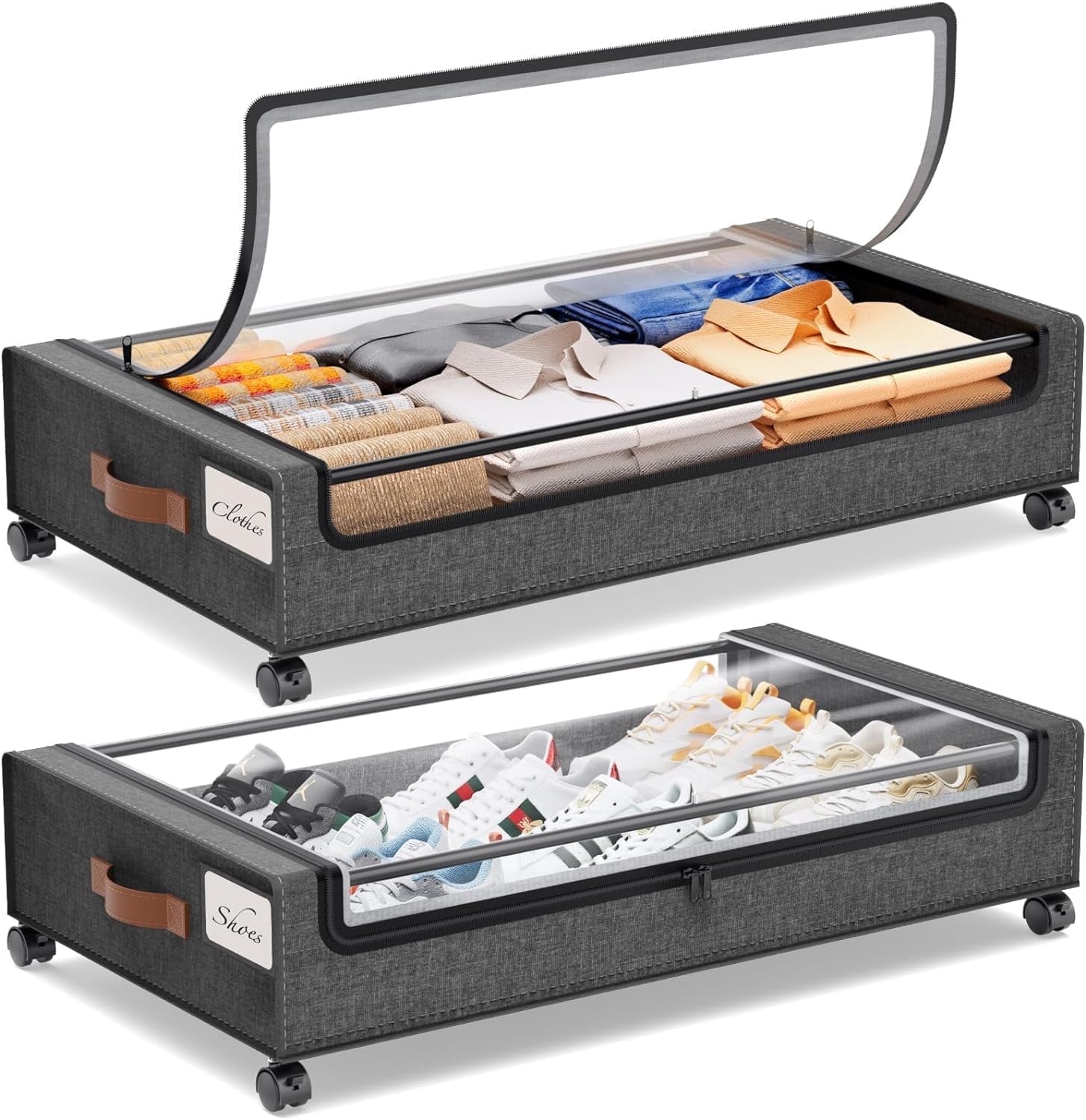 Underbed Storage Containers with Wheels, Under Bed Storage Bins With ...